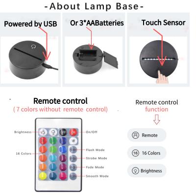中国 Usbの滑らかで平らな3D錯覚の油煙基礎接触によって導かれる夜ライト 販売のため