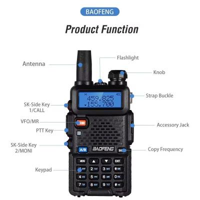 Cina Radio digitale a due vie Baofeng UV-5RX Tri-band 5watt Wireless Long Range Professional Trasmettitore nero portatile in vendita