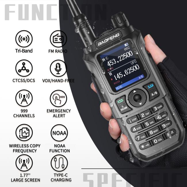 Baofeng UV-21Pro V2 Ham Radio Type C Charging NOAA AM Two Way Radio Tri Band High Capacity UV21 Walkie Talkie Long Range