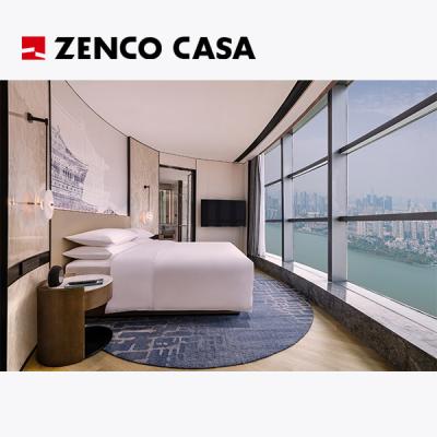 China Hotel Bedroom Furniture Set Includes Solid Wood King Bed And Modern Minibar for sale