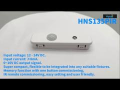 hns135pir 0 - 10v dimming small pir dimmable motion sensor for troffer / led panel