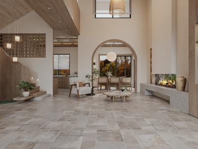 China Stylish Design Interior Limestone Flooring Impact Resistant Moisture Proof for sale