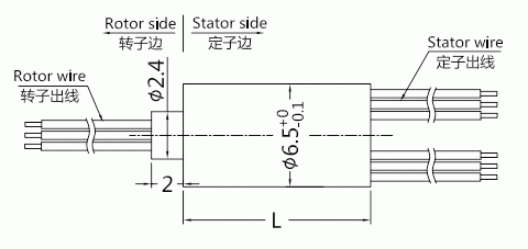 m065 series M065 Series OD6.5mm 4~12 Wire Miniture Slip Ring(Drone Slip Rings) slip ring Drawing 