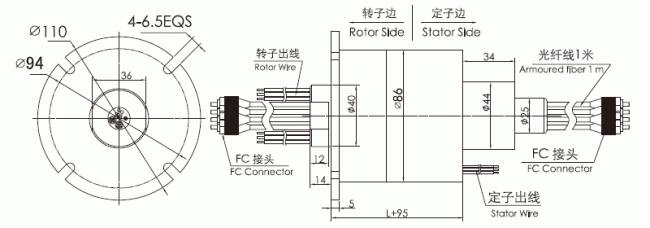 fo608 Reihe FO608 Kanal-Faser-Optikschleifringschleifring Zeichnung Reihen-6
