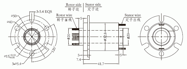 h1532 disegno dell'anello di contatto di dimensione 15mm Mini Through Hole Slip Ring del foro di serie di serie H1532