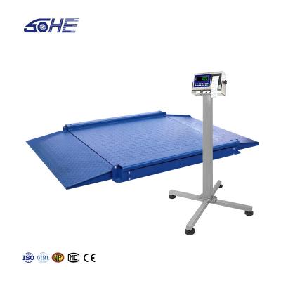 China Industrial Carbon Steel Platform Scale 1.5m x 1.5m Ultra Low with Double Folded Ramp for sale