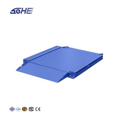 China Industrial Carbon Steel Platform Scale 1.5m x 1.5m Ultra Low with Double Folded Ramp for sale