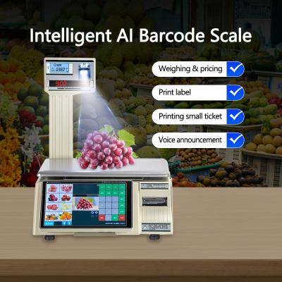 Cina 15 kg di etichette touchscreen per la stampa Scala di pesatura con display LCD a LED e tipo di porta 1*RS232 in vendita