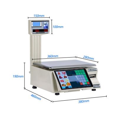 Cina 15 kg di etichette touchscreen per la stampa Scala di pesatura con display LCD a LED e tipo di porta 1*RS232 in vendita