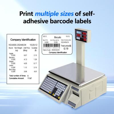Cina 6 kg Stampa di etichette pieghevoli Scala di pesatura Codice a barre Scala della macchina di calcolo digitale Peso in vendita