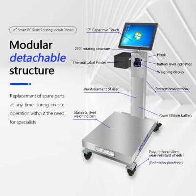 China Metals Industrial Weighing Scale with 15-inch Touch Screen Rotating Table and Wheels for sale