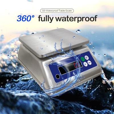 China AV220V/50HZ Dubbel scherm roestvrij staal waterdicht tafel Elektronische weegschaal 15kg Te koop