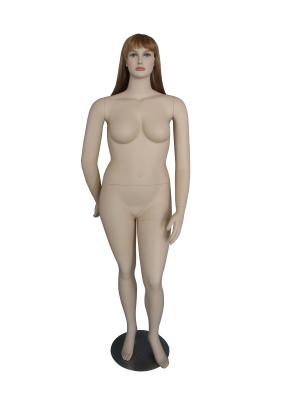 China Female plus size manenquin with makeup skin color long wig FAT-2 for sale