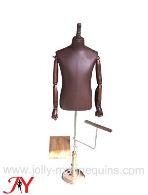 China jolly mannequins brown PU male dress fabric form DM06 for suits display, shoes display for sale