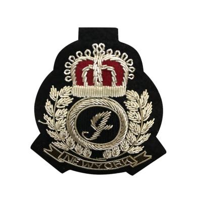 China Hand Made Embroidered Bullion Blazer Badges , Military Bullion Badges for sale