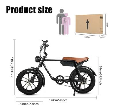 China 750 W vetband elektrische fiets 48 V 17 Ah batterij elektrische fietsen met voorvering Te koop