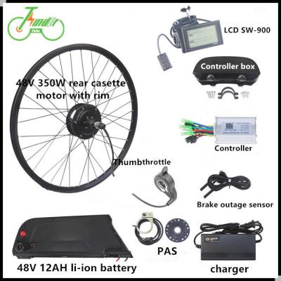 China 251W 350W 48V Rear Drive E Bike Conversion Kit For Cassette And Rotate Motor for sale