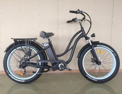 중국 Step Thru Ebike 7 Speed Electric City Bike 48V 500W 750W Electric Bike 26*4.0 Fat Tire Electric Bike For Ladies 판매용