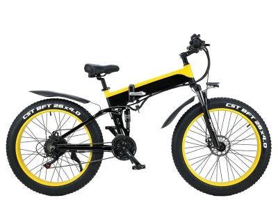 Cina 26 Inch Fat Tire Electric City Bike Front Suspension 21 Speed Foldable Ebike Mountain Ebike 48V 500W Electric Fat Bike in vendita