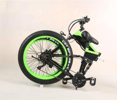 Cina 26 Inch Fat Tire Electric City Bike Front Suspension 21 Speed Foldable Ebike Mountain Ebike 48V 500W Electric Fat Bike in vendita