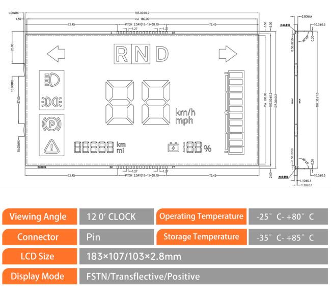 Close-up view of LCD display segments