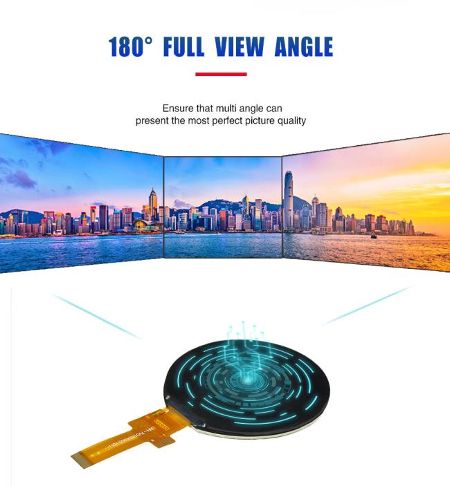 Close-up of circular TFT display components