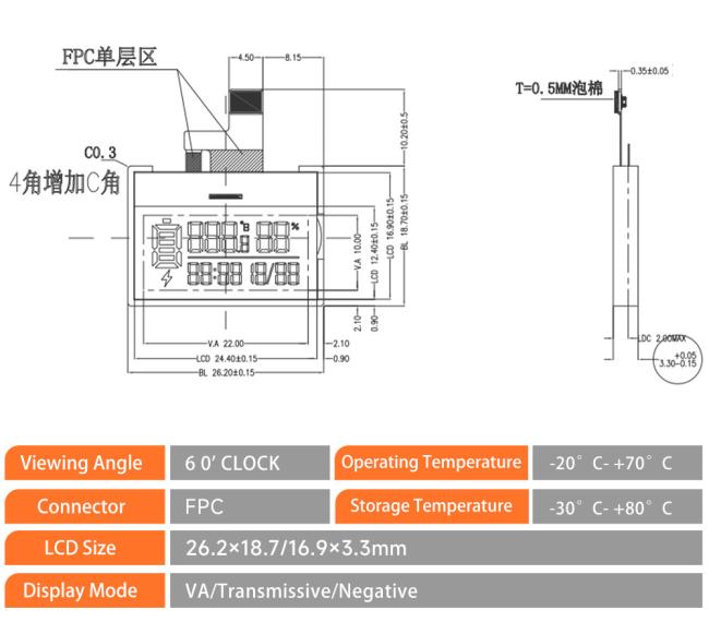 Close-up of LCD display segments