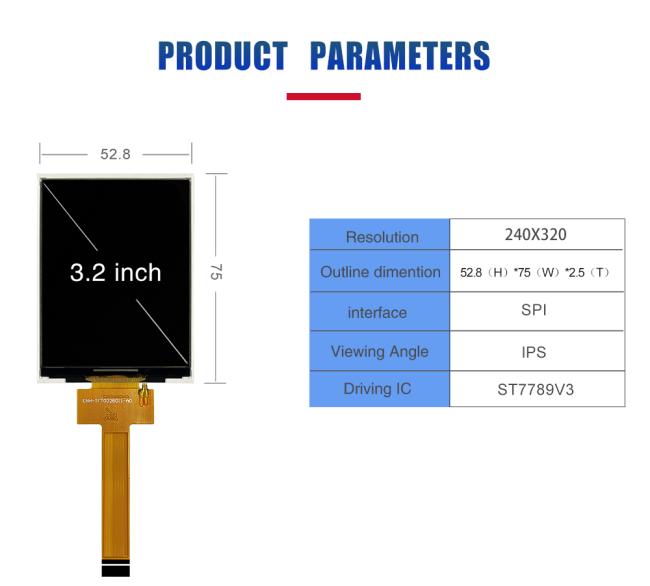 TFT LCD module side view with connector details
