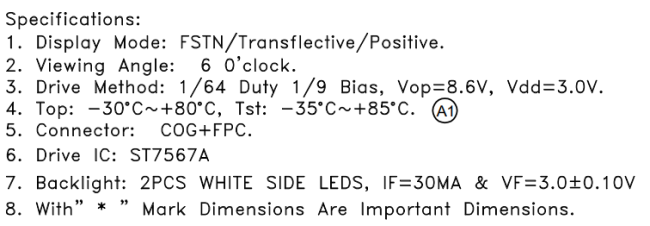 LCD module technical diagram
