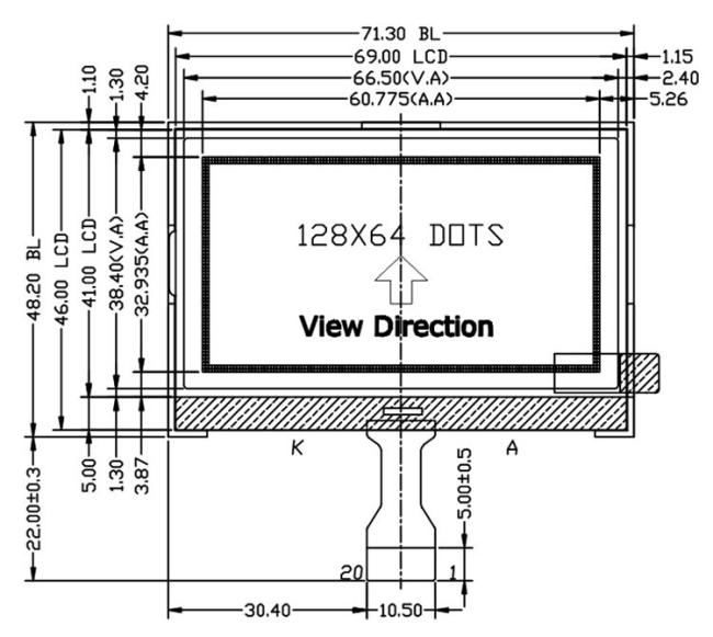Close-up of LCD module components