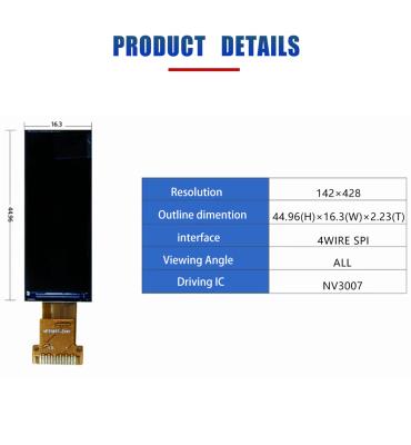 China 1.68 Inch Tft Lcd Display Screen 142x428 Resolution Custom Tft Display SPI for sale