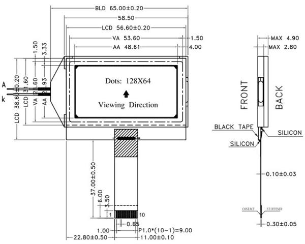 Quality 128x64 Graphic LCD Display Module with 6 0'clock Viewing Angle and ST7567 Drive for sale