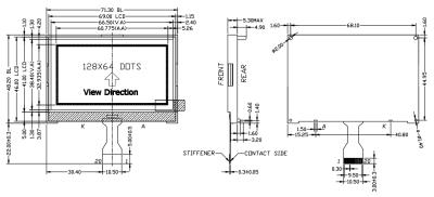 China Módulo de pantalla LCD gráfica 128x64 con ciclo de trabajo 1/65, polarización 1/9 y modo FSTN transmisivo positivo en venta