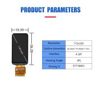China 1.45 Inch Rounded Rectangle IPS TFT LCD Display 172x320 Resolution ST7789P3 4 SPI Interface for sale