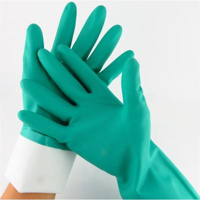 China Latex Free Green Nitrile Glove Chemical Resistance CE Certified Durable Protective Gloves for Industrial Applications for sale