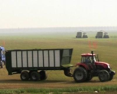 China Silage hydraulic self-unloading trailer for alfalfa clover crop stalk straw grass for sale