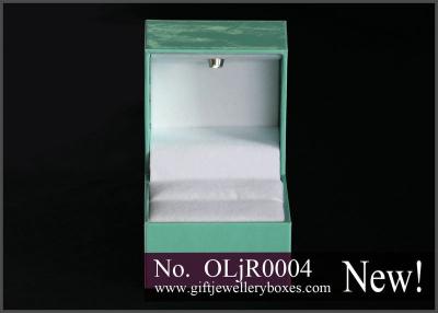 China Green hot stamp printed art paper and white velvet Lighted Ring Boxes / led ring box / wedding ring boxes factory