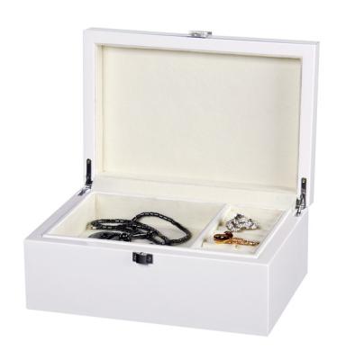 China Wooden Necklace, Earring Jewelry Box White Color, velvet interior, embossing logo factory