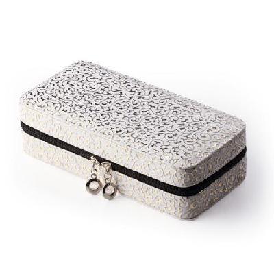 China zipper bag jewelry storage box jewelry box white embossed factory