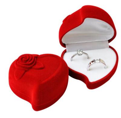 China Multi color red heart ring box, jewelry box wholesale factory