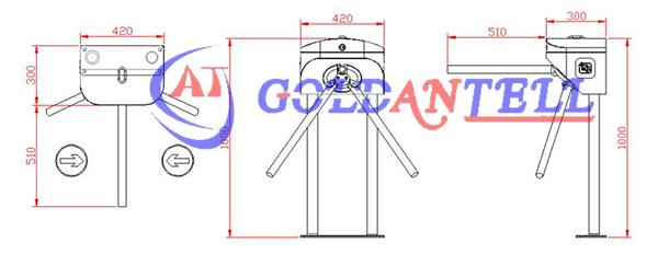 Tripod Turnstile Gate dimension design diagram