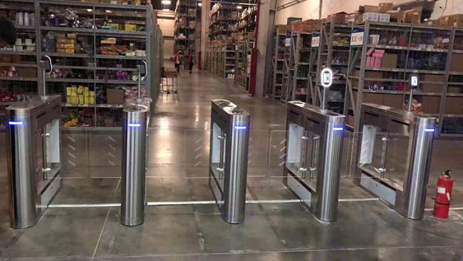Indoor Workshop Access Control Turnstile with biometric reader