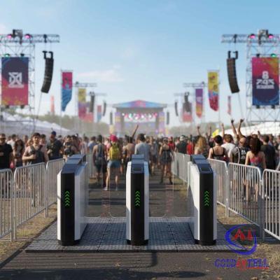 China Anti-climb Full Height Wing Turnstile Biometric QR Face Recognition Automatic Speed Sliding Gate for Stadium Event Security for sale