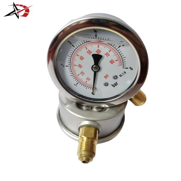 Quality Micro Range Liquid Filled Pressure Gauge 0-6 Bar 80 PSI Radial Mount for Low Pressure System Testing for sale