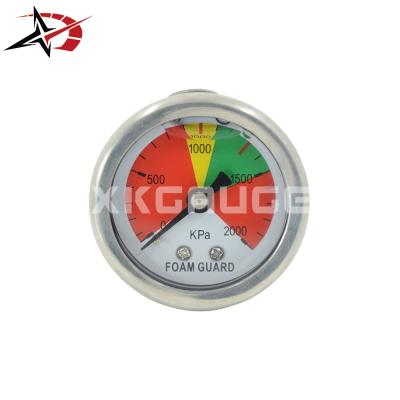 China Axial Liquid Filled Pressure Gauge 0-2000kPa Back Mount Vibration Resistant for sale