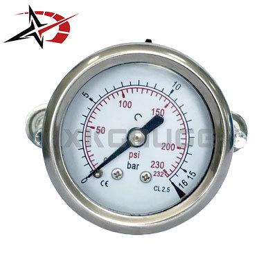 Quality 304 Stainless Steel Liquid Filled Pressure Gauge 1.5 Inch 16 Bar Panel Mount for Compact Equipment Monitoring for sale