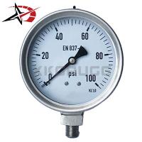 China KL 1.0 100 Psi 100mm Solid Front Type Pressure Gauge Double Scale for sale