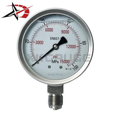 China 100mm Silicone Oil Filled Pressure Gauge 15000 PSI 600MPa Ultra High Pressure for Oil Gas Industrial Systems for sale