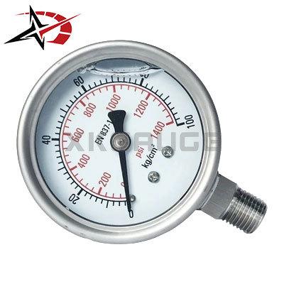 China 63mm All Stainless Steel Pressure Gauge Lower Mount SS316 Material Bayonet Ring for sale