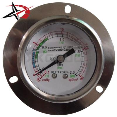 China Flanged 60mm Glycerin Filled Pressure Gauge 2MPa Back Entry Stainless Steel for Industrial Process Monitoring for sale